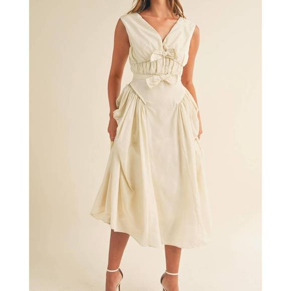Mable | Dresses | New Mable Ribbon Detail Midi Dress In Cream | Poshmark